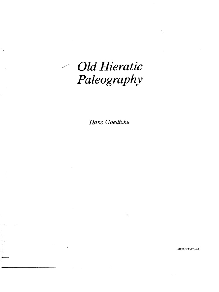 Goedicke Old Hieratic Paleography | PDF