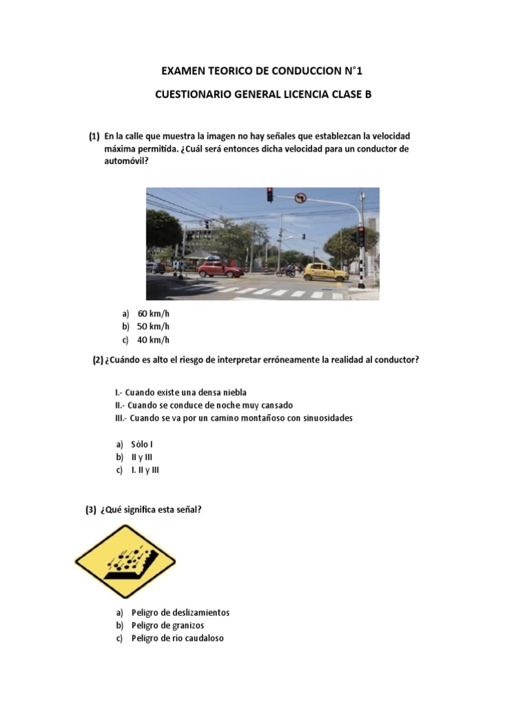 Examen Teórico de Conducción Clase B | PDF | Peatonal | Transporte