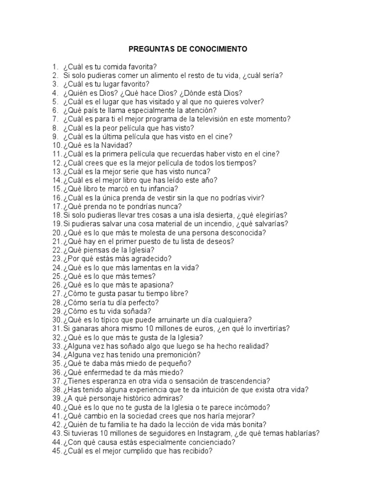 Dinámica para Conocernos. | PDF