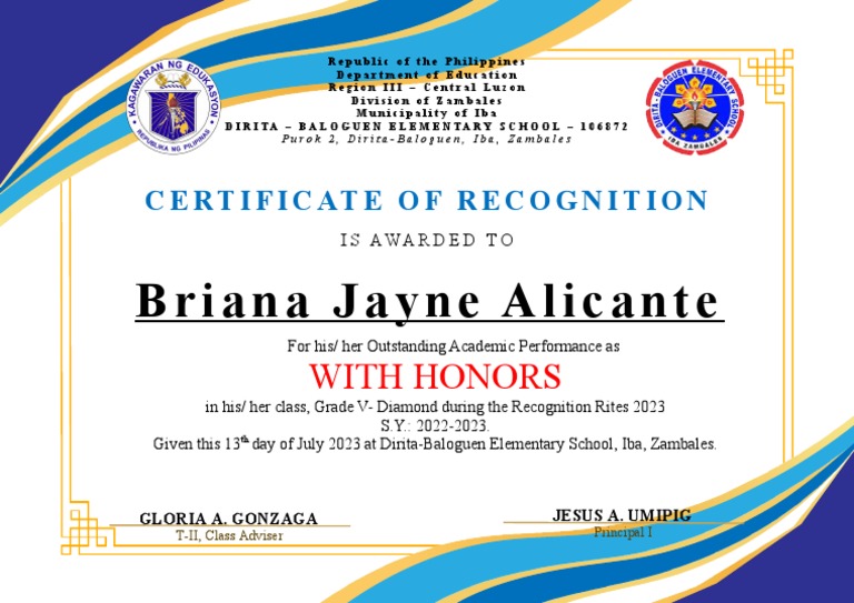Certificate - With Honors | PDF