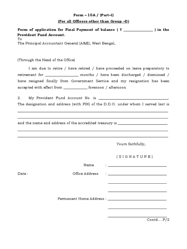 GPF Form 10A-1 | PDF | Economies | Money