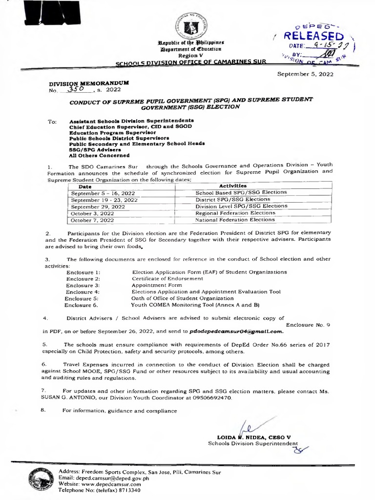 350 - S. - 2022 CONDUCT OF SUPREME PUPIL GOVERNMENT SPG AND SUPREME ...