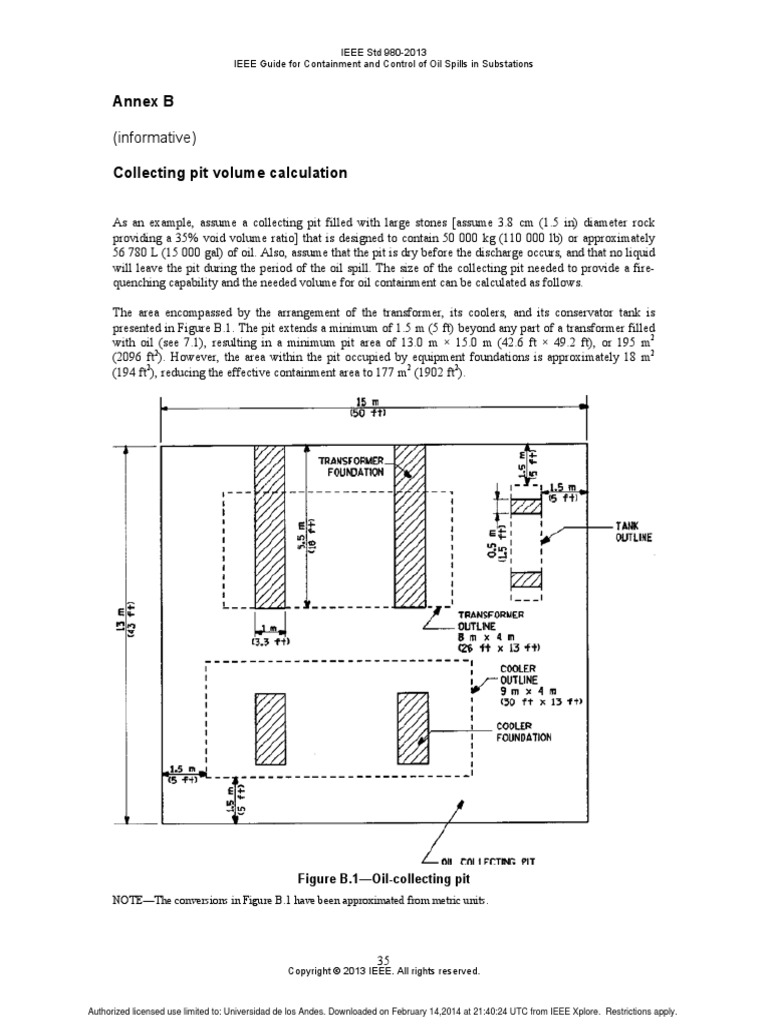 Annex B Oil Containment IEEE-980-2013 | PDF | Water | Volume