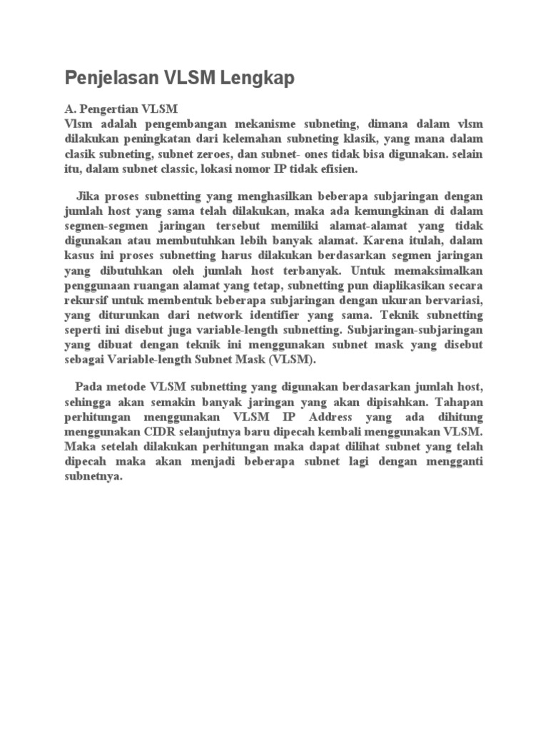 Penjelasan VLSM Lengkap | PDF | Komputer