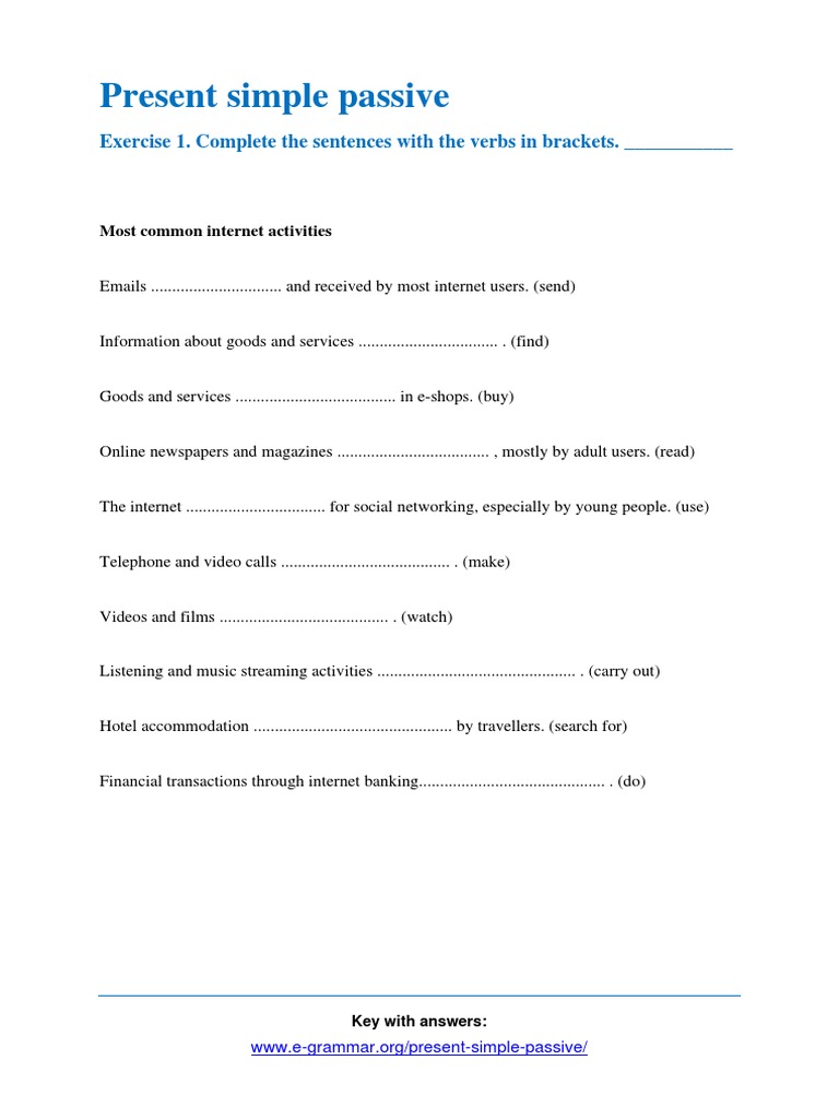 Present Simple Passive Exercise 1 | PDF