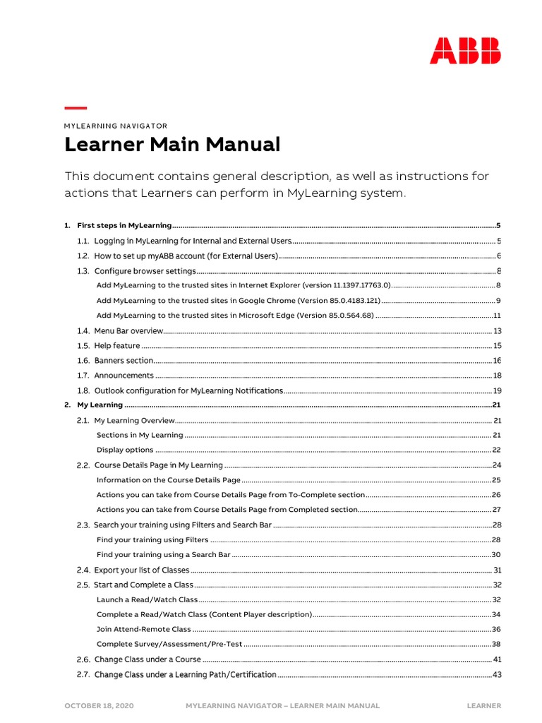 Abb Mylearning Navigator - Learner Main Manual v1 | PDF | Icon ...
