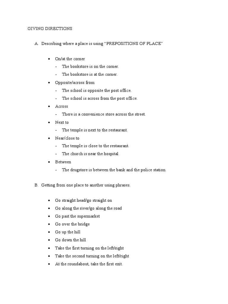 Giving Directions | PDF