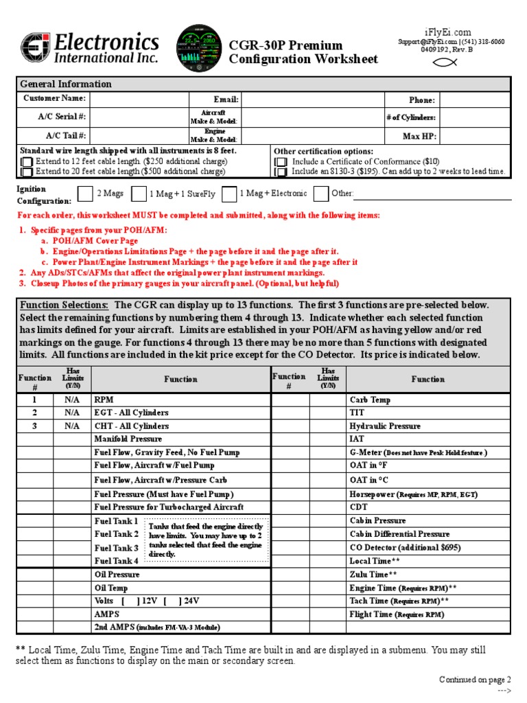 CGR 30P Premium Configuration Worksheet | PDF | Capacitor | Pump