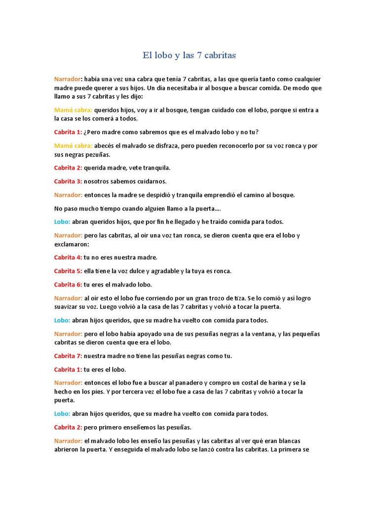 El Lobo Y Las 7 Cabritas 1 A Pdf