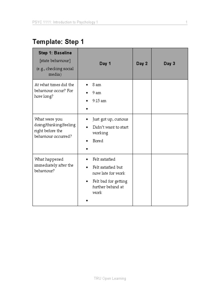 PSYC1111 Assignment 4 Template Step 1 | PDF