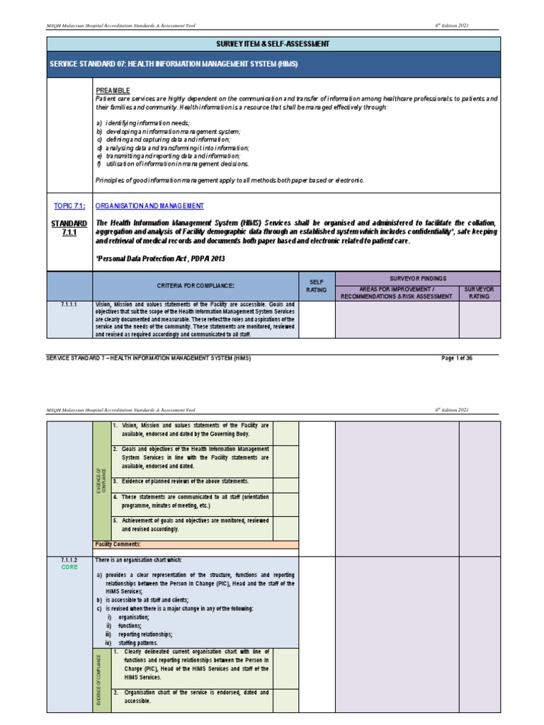 Service Standard 07 HIMS | PDF | Medical Record | Health Informatics