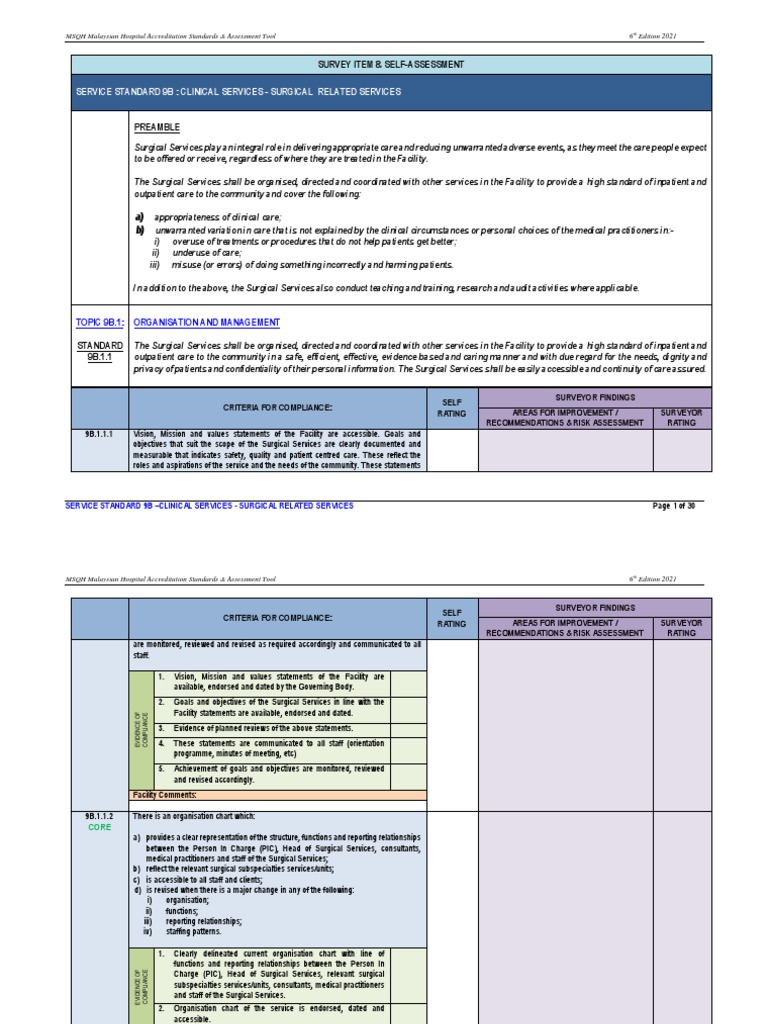 Service Standard 09B Clinical Services - Surgical Related Services ...