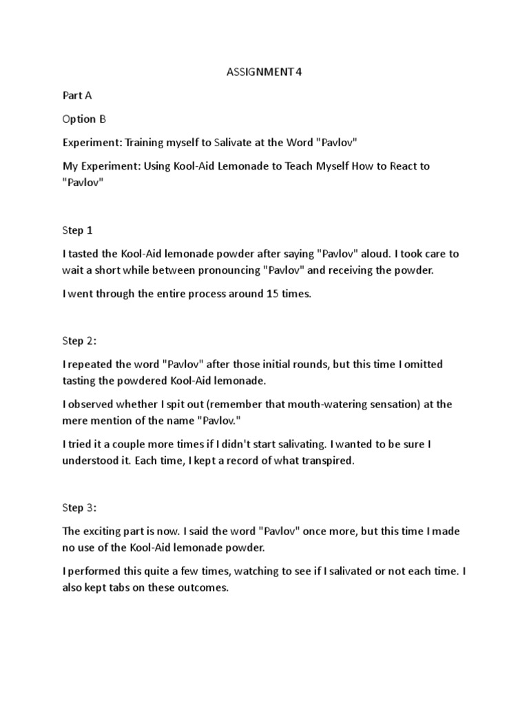 Assignment 4 | PDF | Classical Conditioning | Psychology