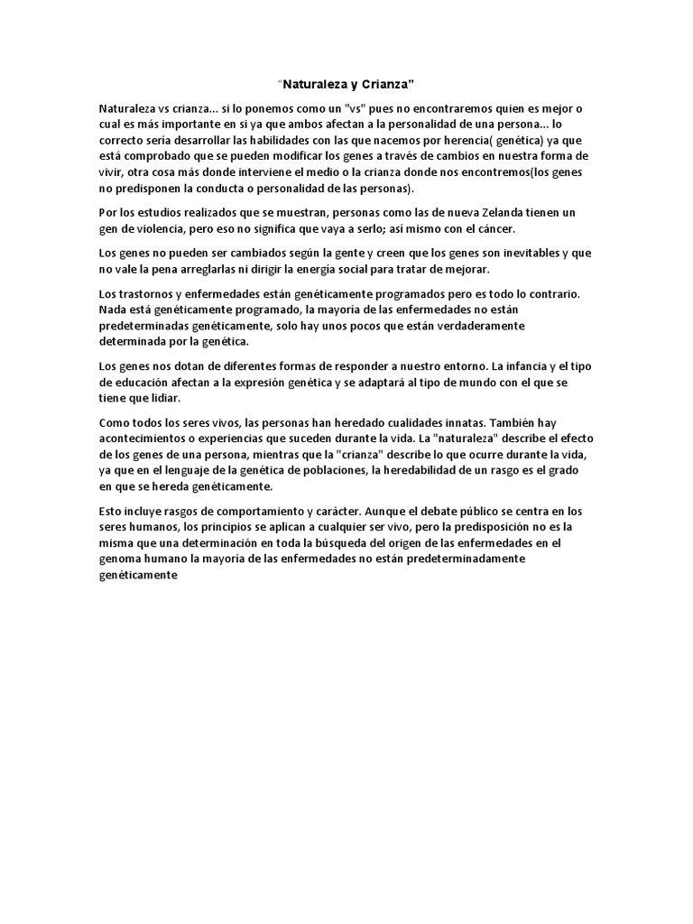 Naturaleza y Crianza | PDF