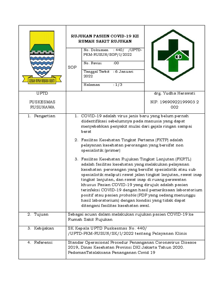 SOP Rujukan Pasien Covid-19 Ke Rumah Sakit | PDF