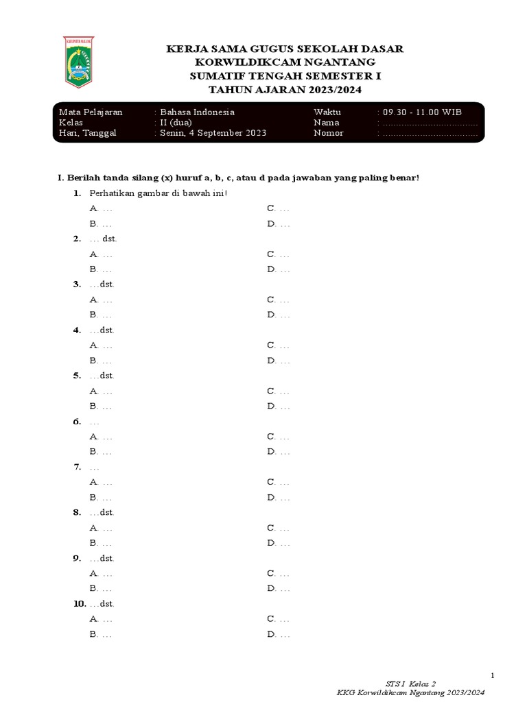 Template Sts Kelas 2 Dan Kelas 3 | PDF