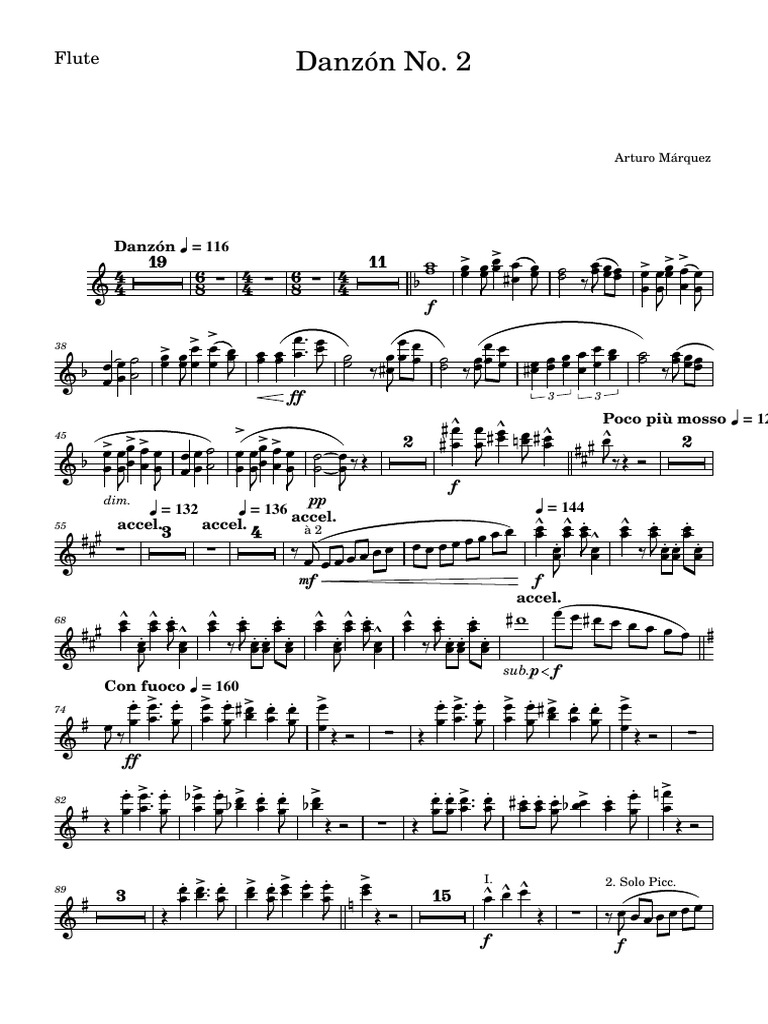 Danzón No. 2 - Flute | PDF | Musica cubana | Subgéneros musicales