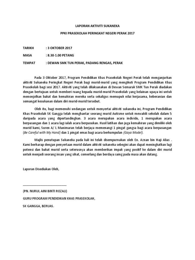 Laporan Aktiviti Sukaneka | PDF