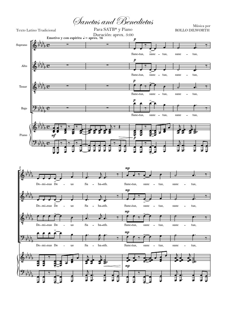 Sanctus and Benedictus for SATB | PDF | Choral Music | Mass (Liturgy)