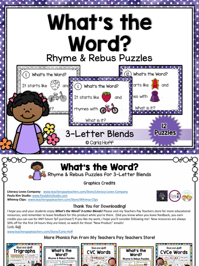 What's The Word?: Rhyme & Rebus Puzzles | PDF | Phonics | Human ...