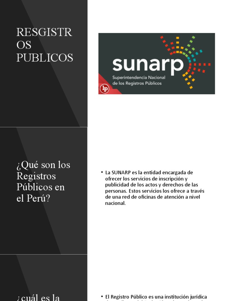 Registros Públicos y SUNARP en Perú | PDF