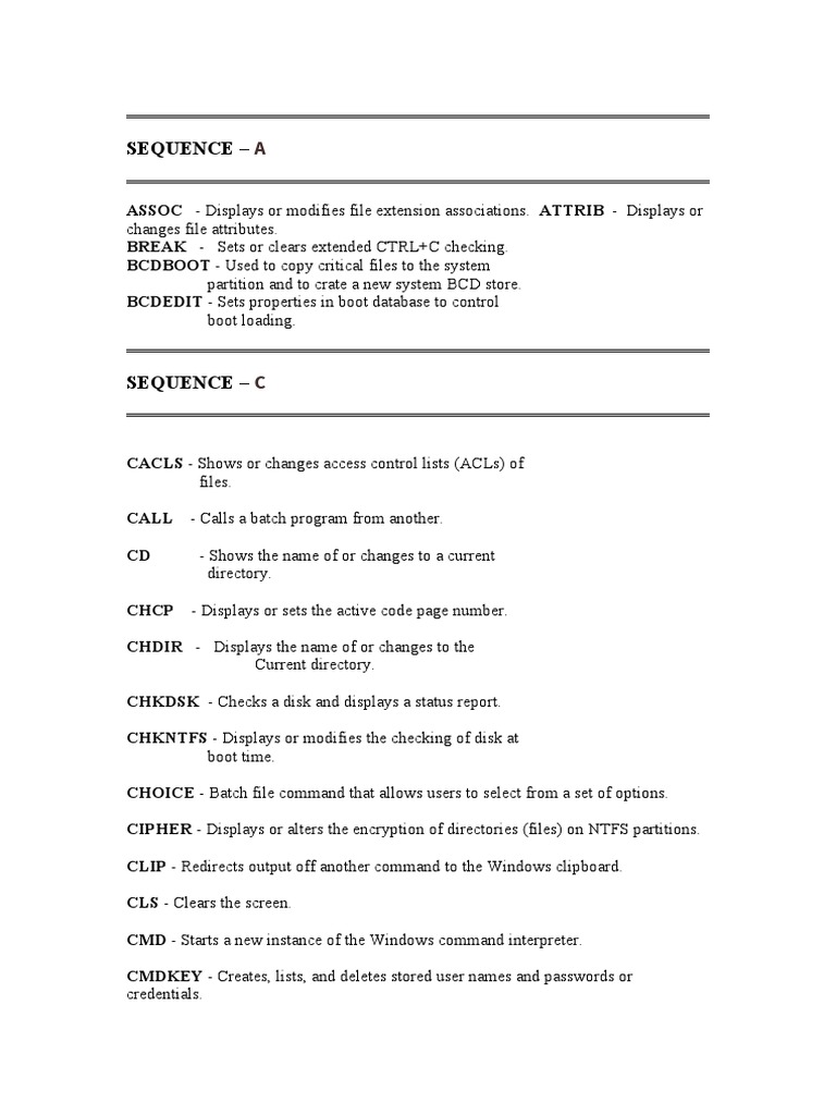 BVB- Windows Commands Cheat Sheet | PDF | Computer File | Command Line Interface