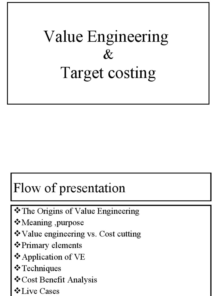 Value Engineering & Target Costing | PDF | Economies | Business Economics