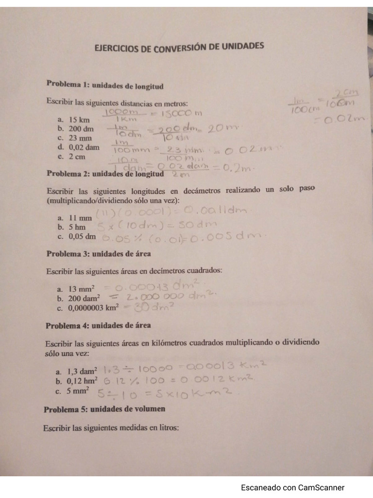 Ejercicios de Conversion (1025) | PDF