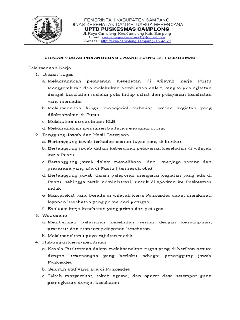 Uraian Tugas Pustu | PDF