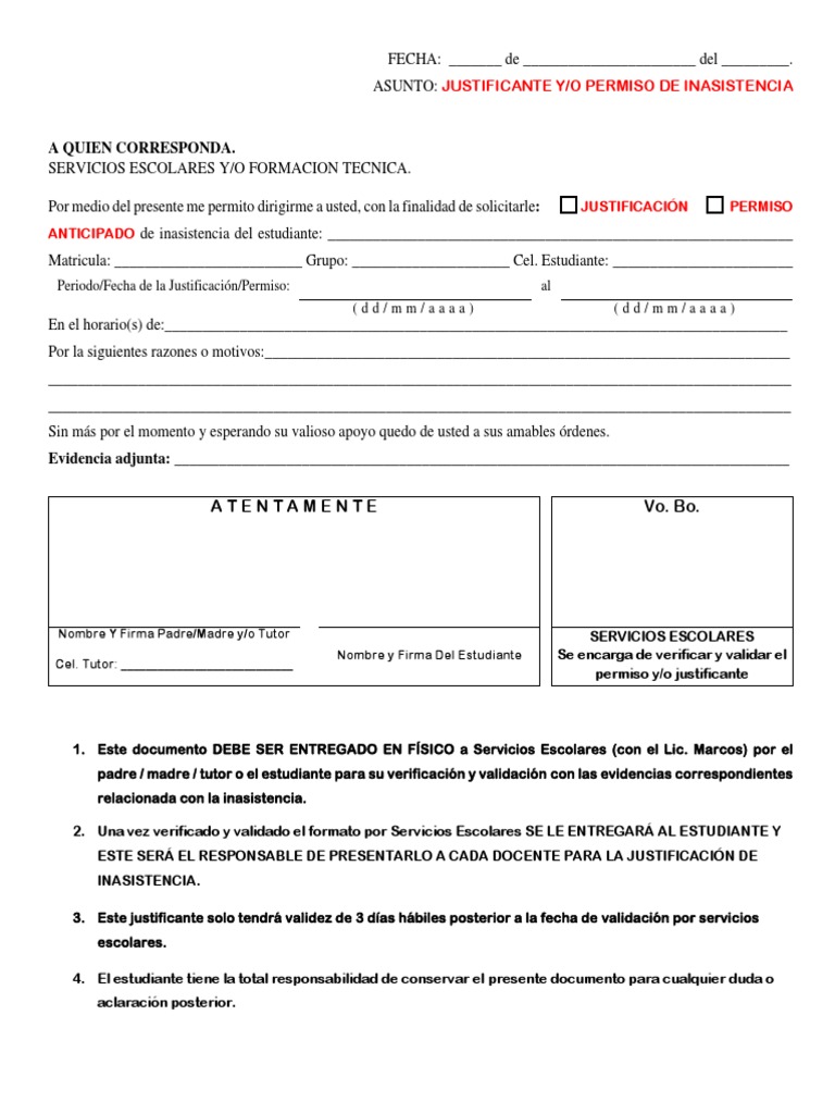 Justificante-Permiso de Faltas 1-2324 | PDF