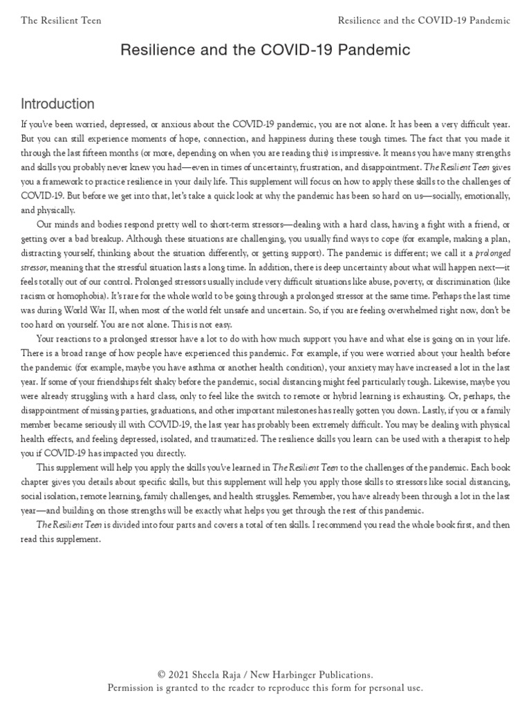 The Resilient Teen - Resilience-Covid19-Pandemic | PDF | Psychological ...