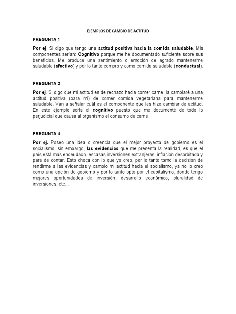 Ejemplos de Cambios de Actitud. | PDF