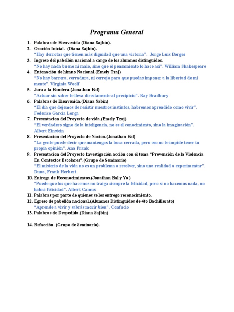 Programa General [1] | PDF