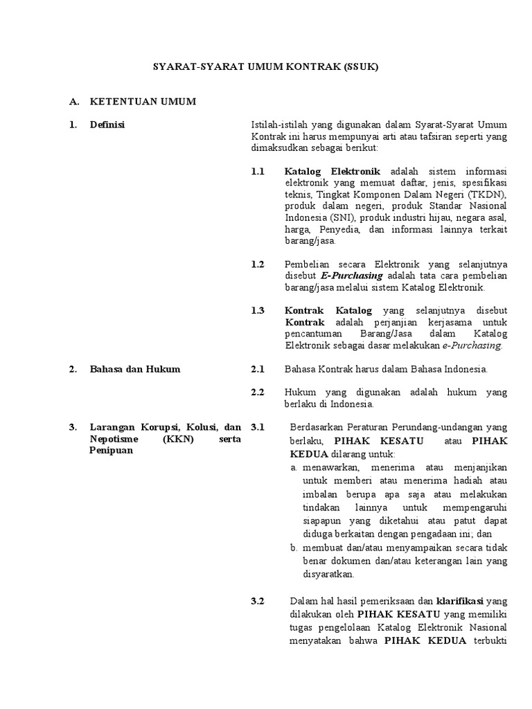 Syarat Umum Kontrak Pengadaan 2025 | PDF