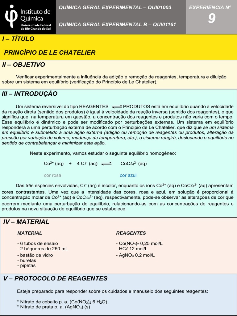 9 Princípio de Le Chatelier | PDF | Equilíbrio químico | Química Analítica