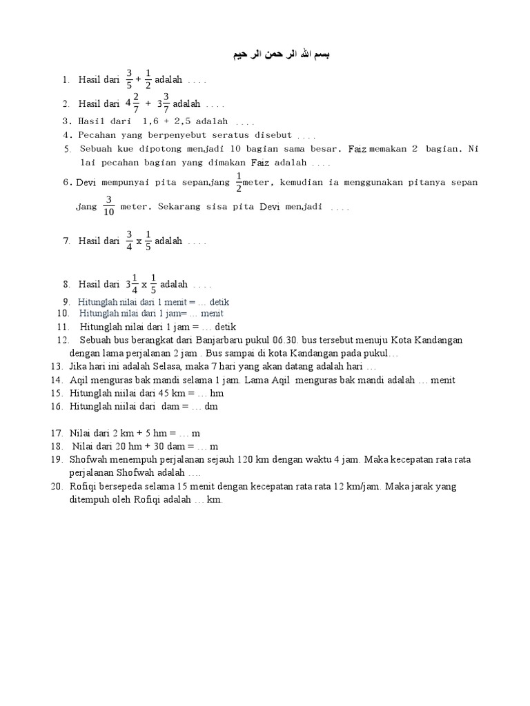 Latihan PAS MTK 1 | PDF