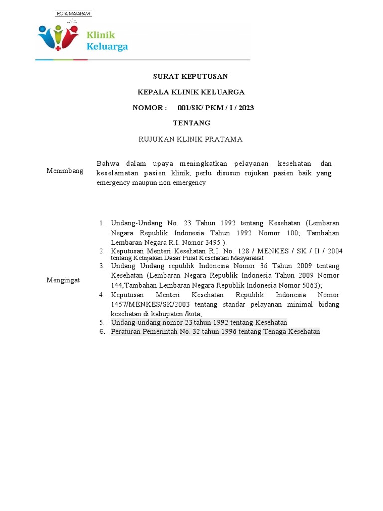 SK Rujukan Klinik DC | PDF