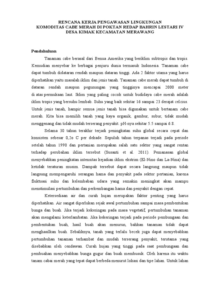 RK Pengawasan Lingkungan CABE Keriting Kimak | PDF | Teknologi & Rekayasa