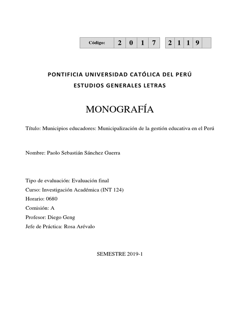 Sánchez Guerra P. Bing Geng | PDF | Descentralización | Perú