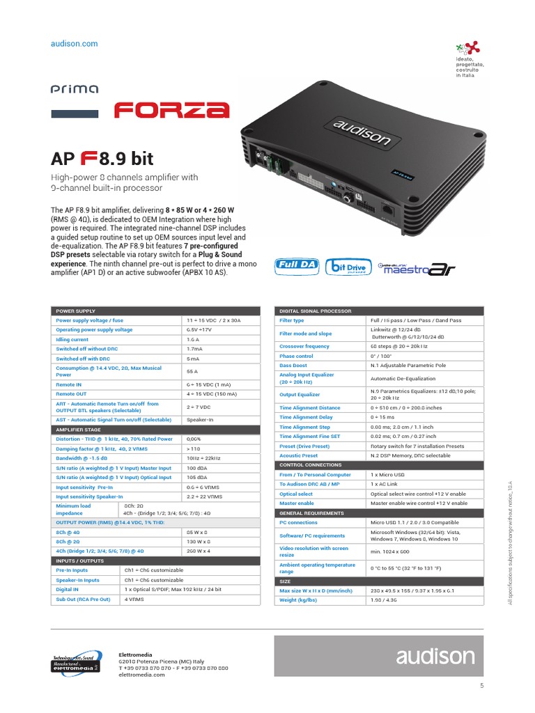 8-Channel Amp with 9-Channel DSP | PDF | Equalization (Audio) | Amplifier