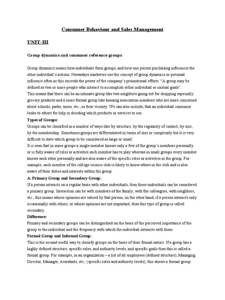 Consumer Behaviour and Sales Management Unit-Iii | PDF | Compensation And Benefits | Sales