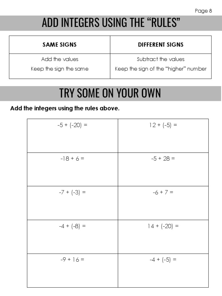 (HW) Integer Operations Practice | PDF