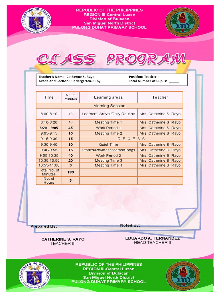 Pulo CLASS PROGRAM SY 2023 2024 | PDF | Behavior Modification ...