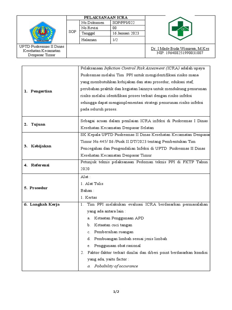 22.sop Ppi Icra Infeksi | PDF