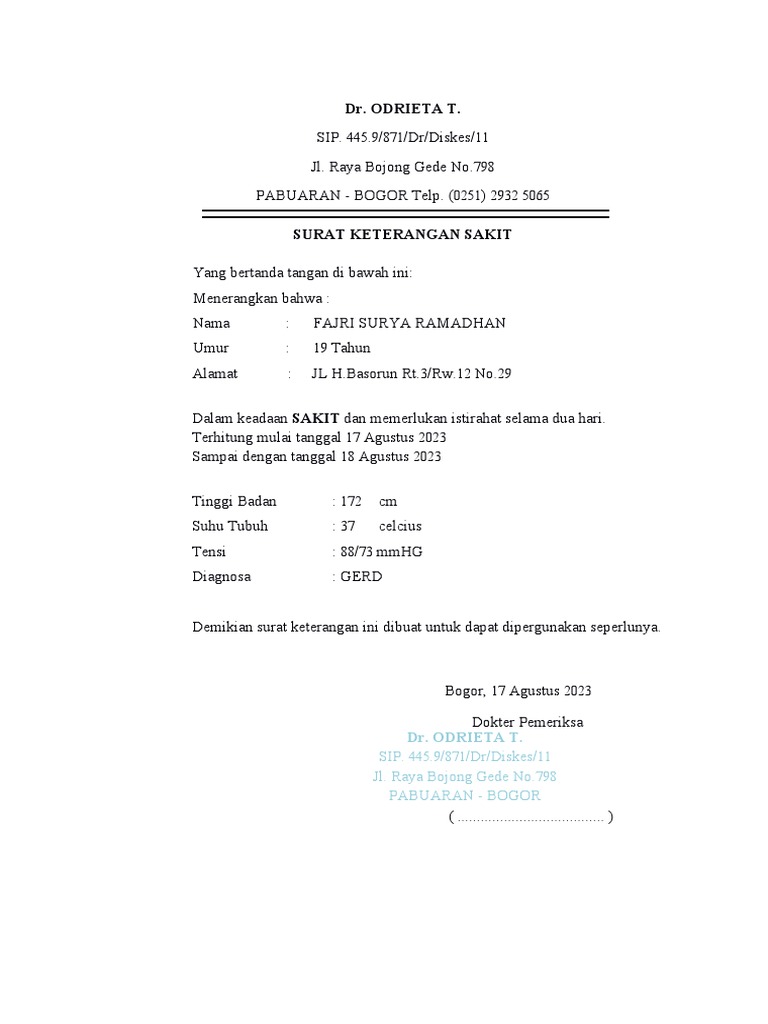 Surat Sakit Dokter 1 Pdf