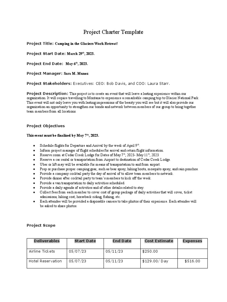 Project Charter | Download Free PDF | Transport