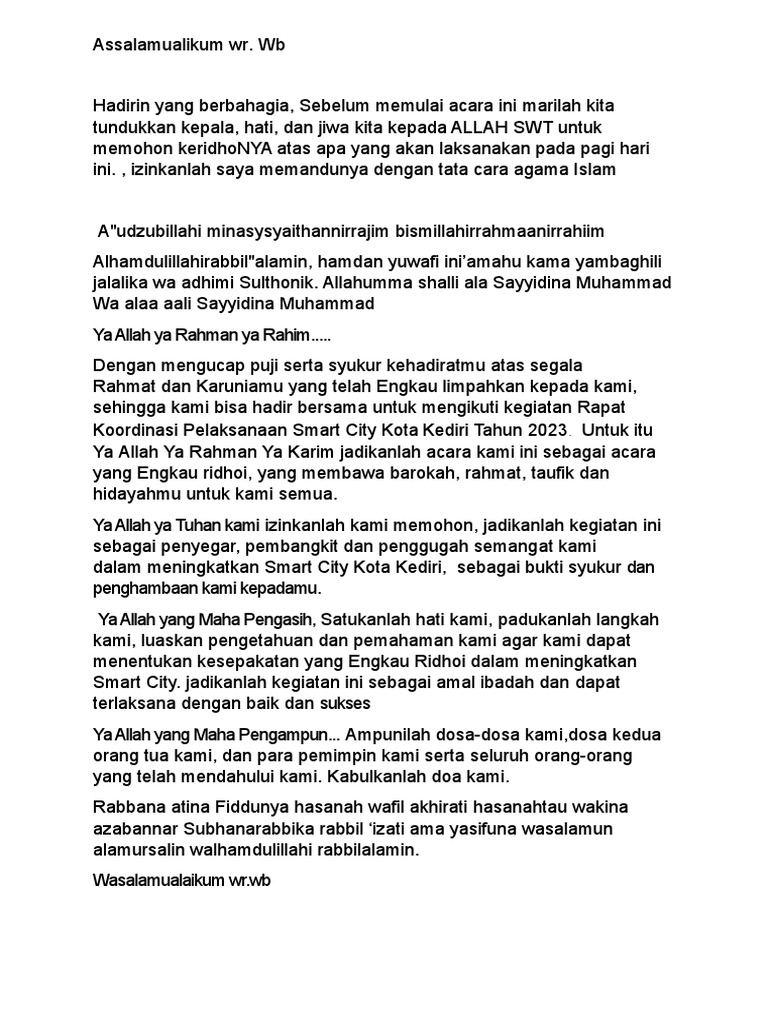 Doa Rakor Smart City 23 | PDF | Pengembangan Diri