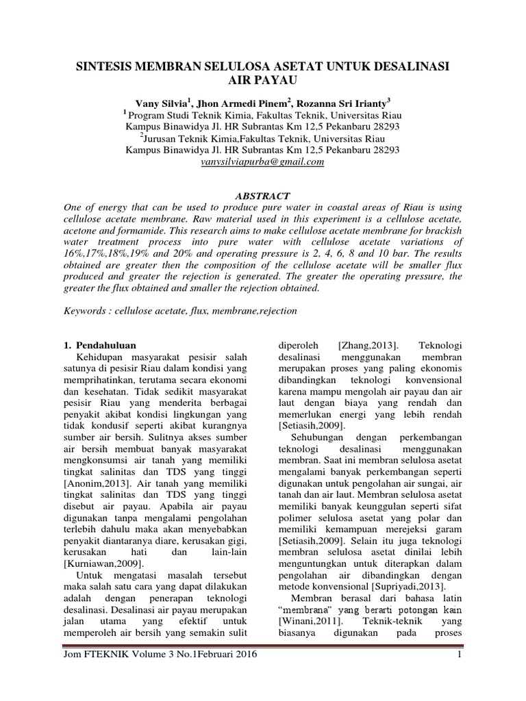 Sintesis Membran Selulosa Asetat Untuk D | PDF | Griya & Taman ...