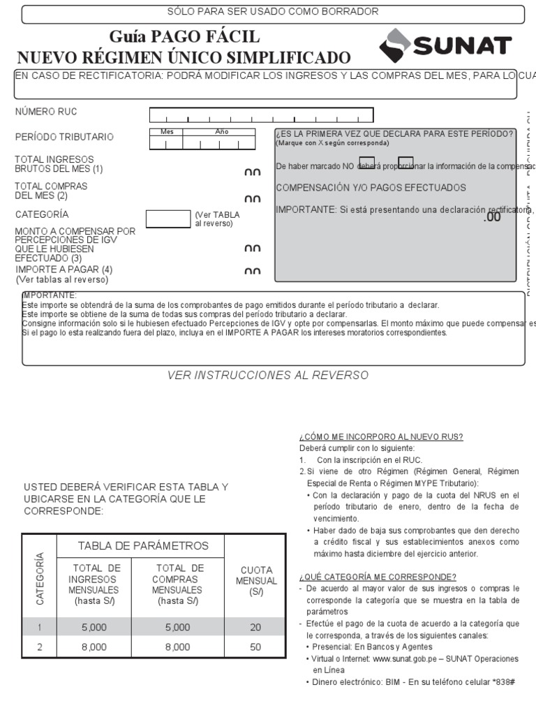 Guía Pago Fácil Nuevo RUS - F 1611 | Descargar gratis PDF | Economias ...