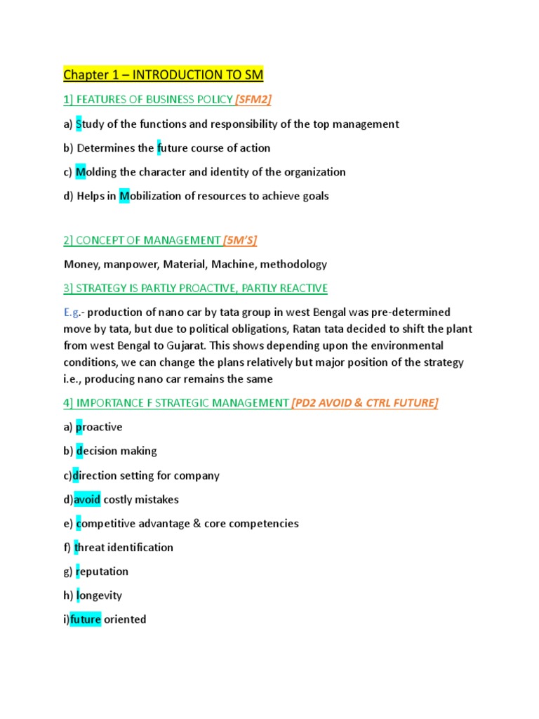 Eis - SM Mnemonics | PDF | Cloud Computing | Strategic Management